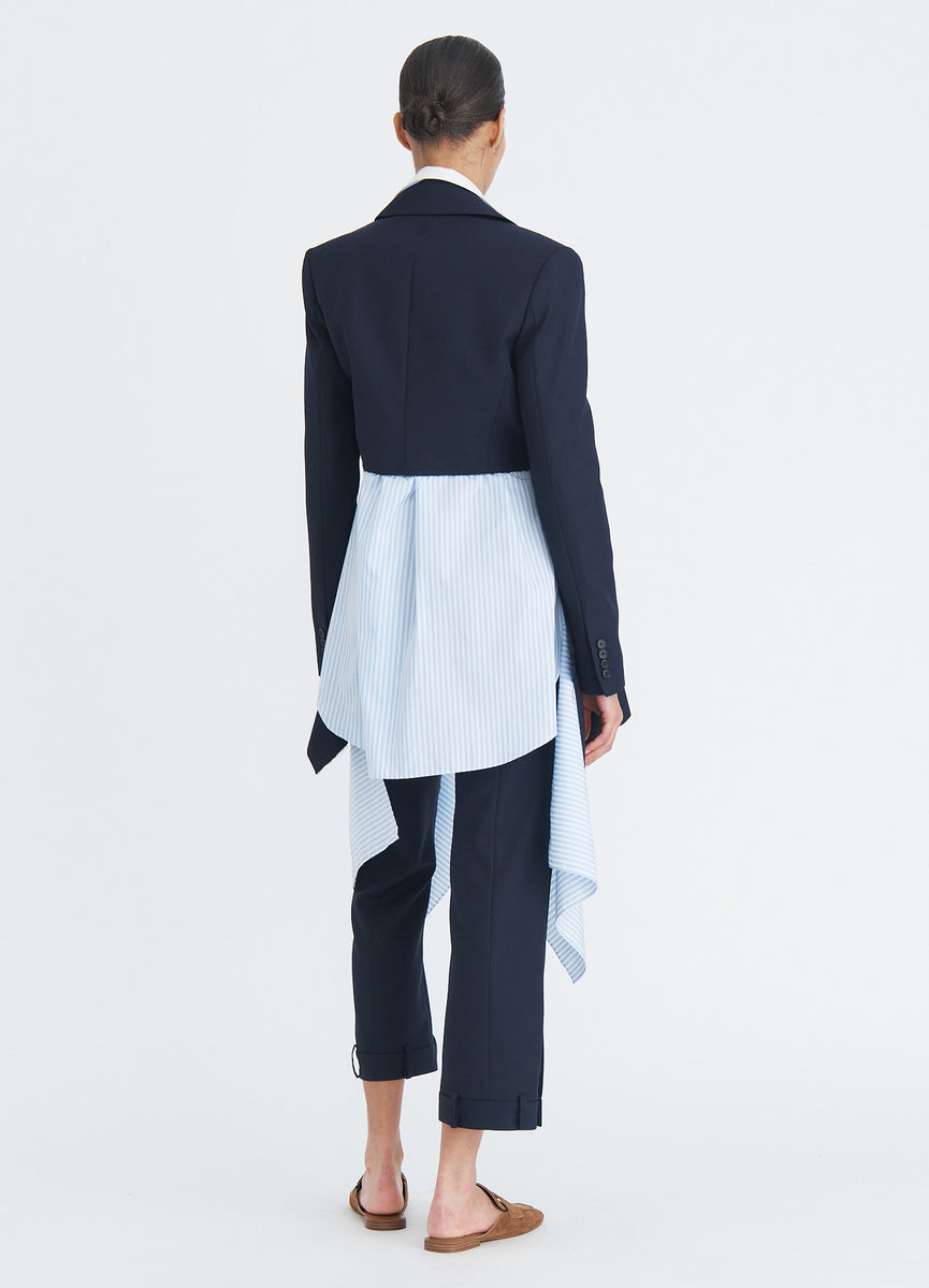 Cascade Slashed Tailored Jacket in Navy