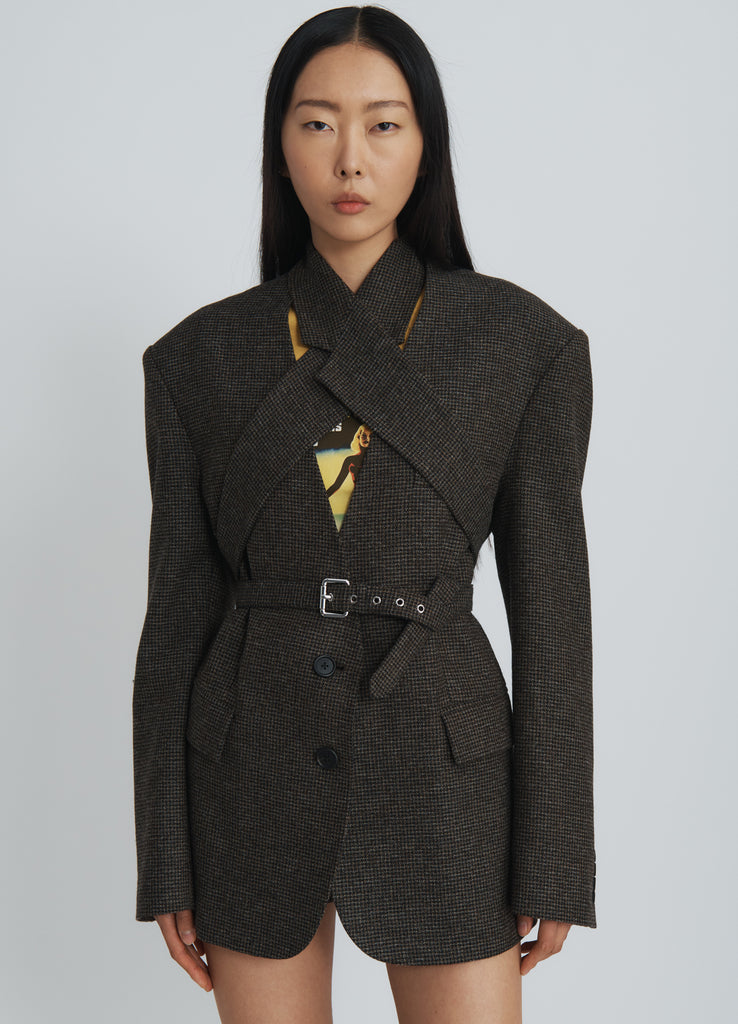 Criss Cross Jacket in Brown Mini Check