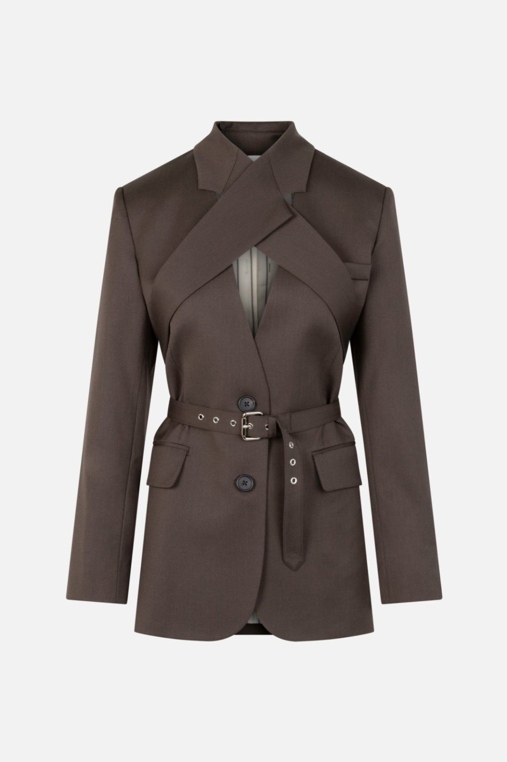Criss Cross Jacket in Olive Brown – MONSE