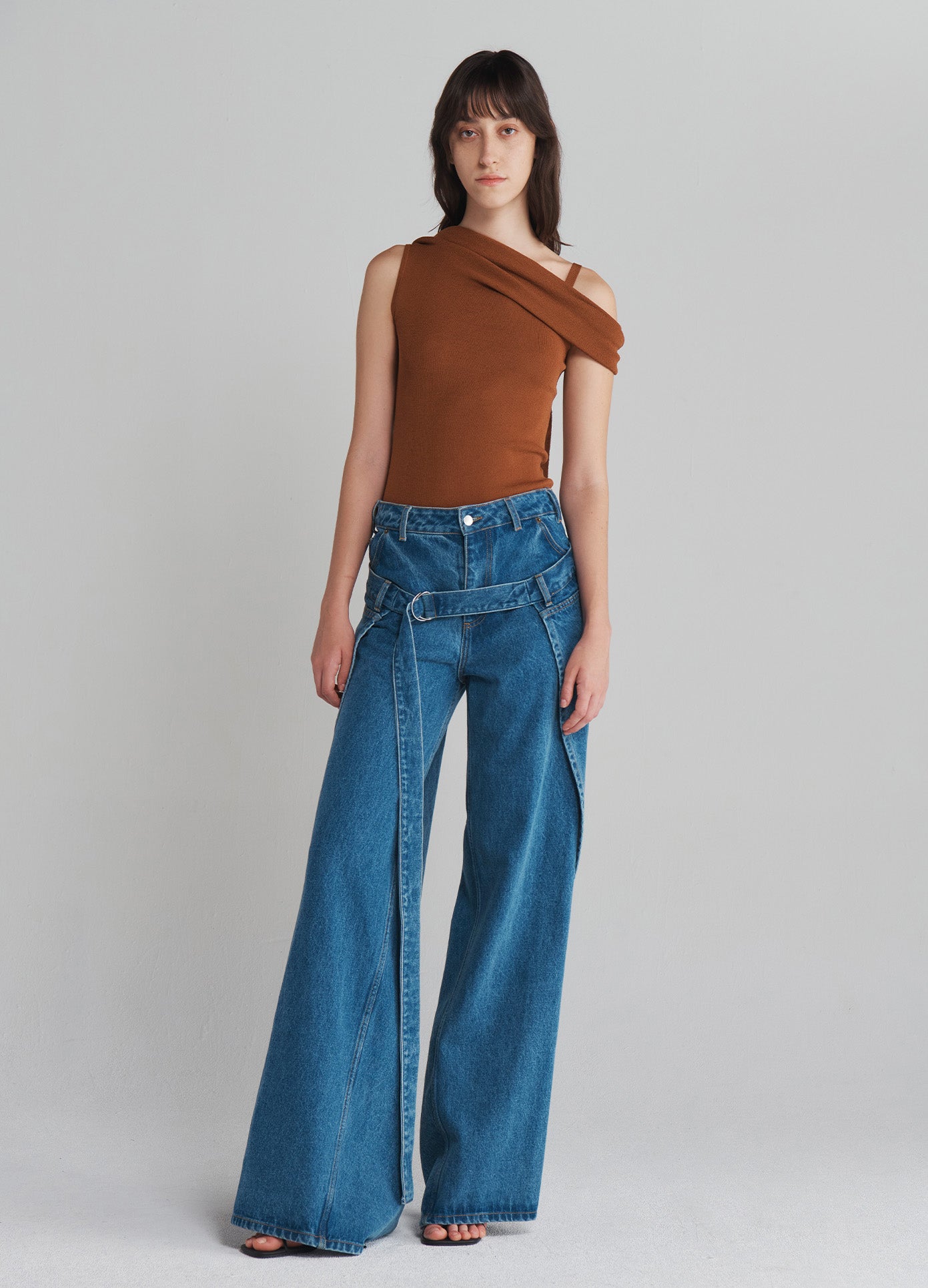 Deconstructed Wrap Denim Jeans in Indigo Denim With Wrap Belt – MONSE