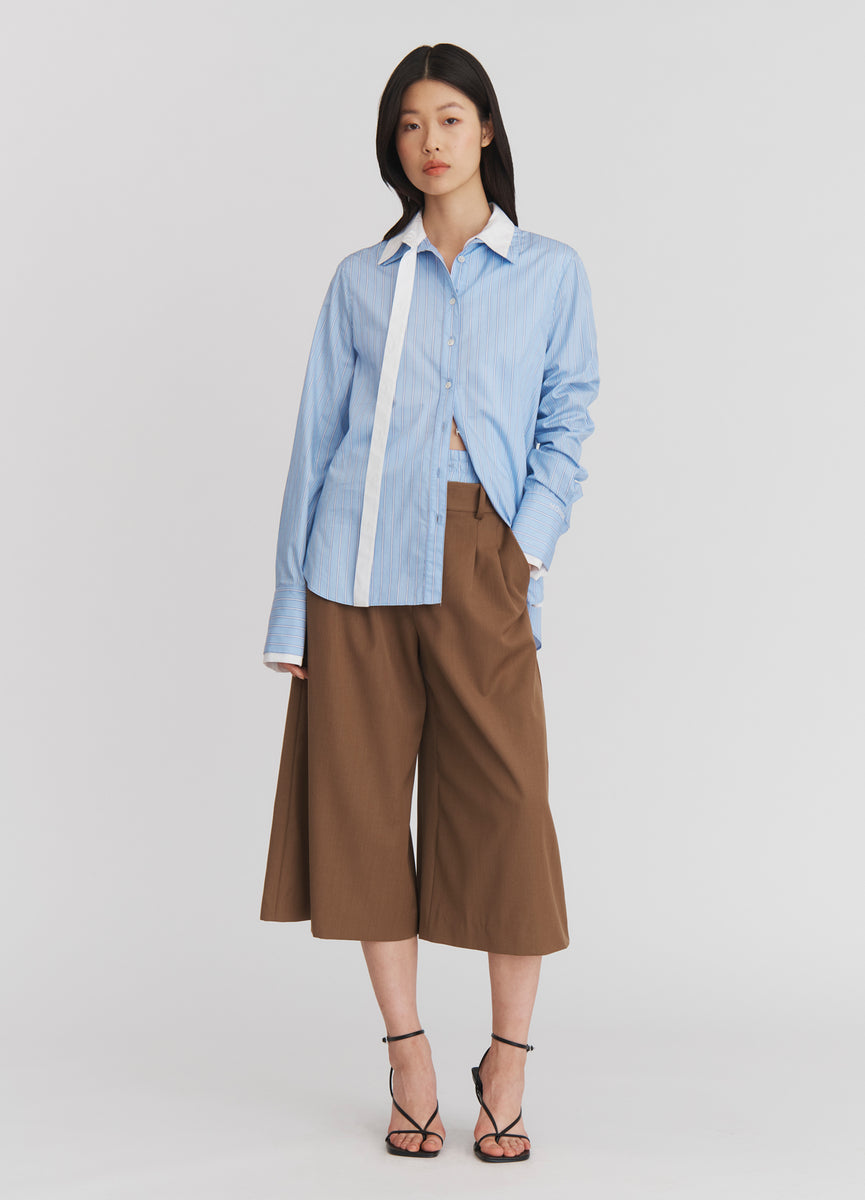 Double Layered Shirt in Oxford Blue and White
