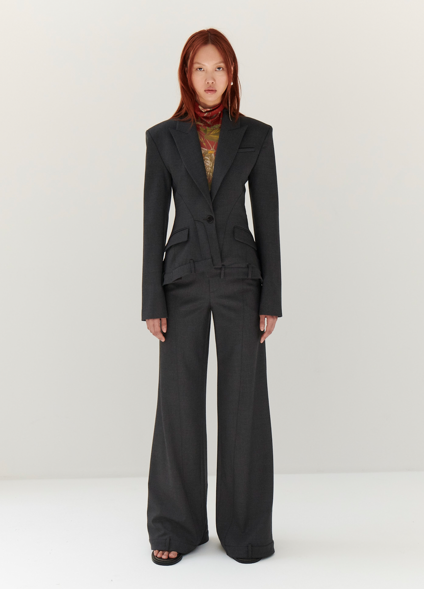 Fitted Deconstructed Jacket in Charcoal