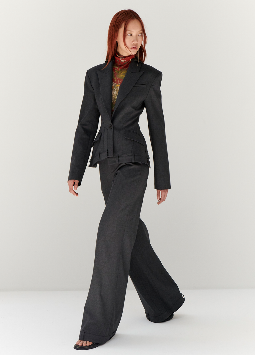 Fitted Deconstructed Jacket in Charcoal